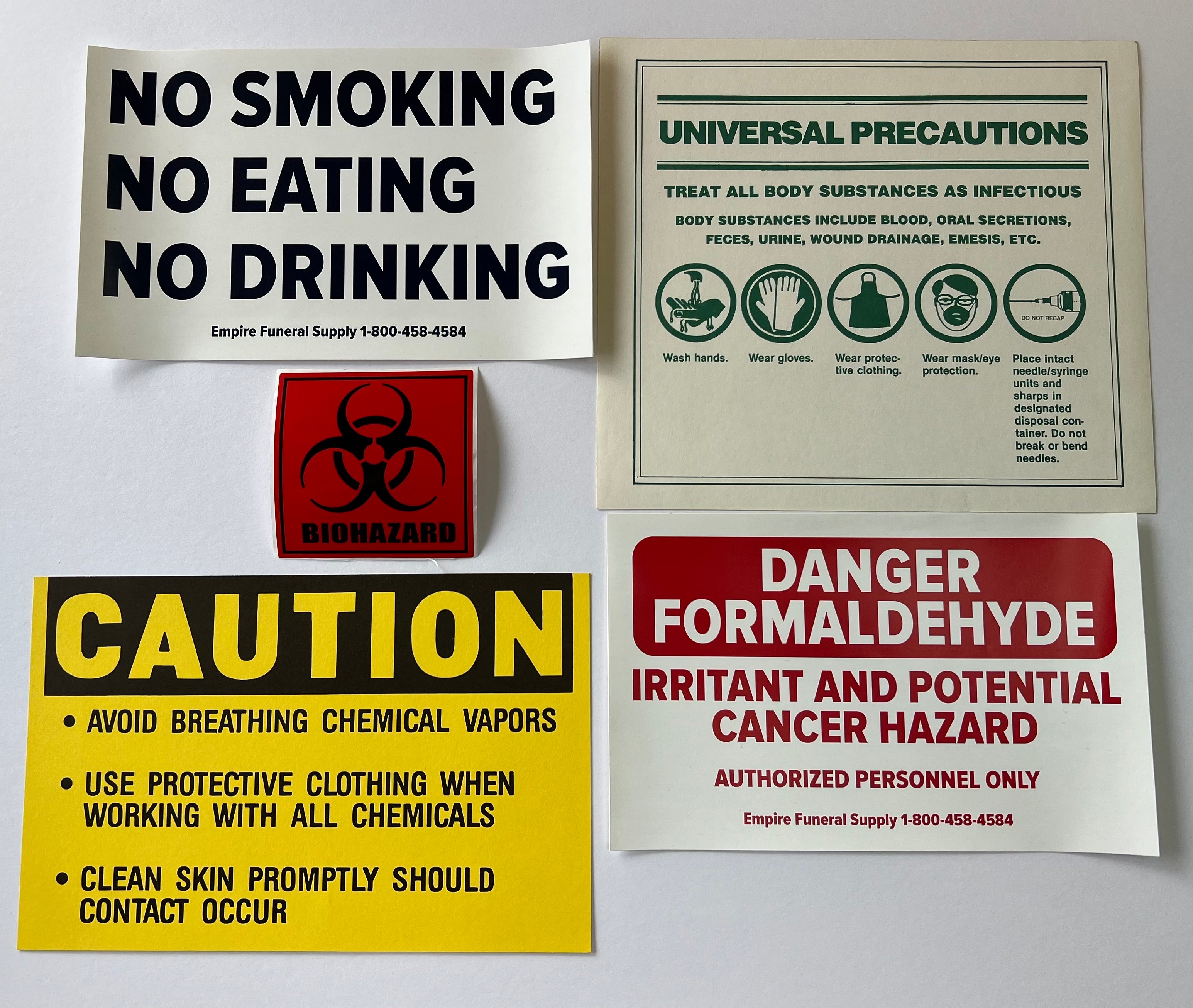 OSHA Prep Room Stickers – Empire Funeral Supply