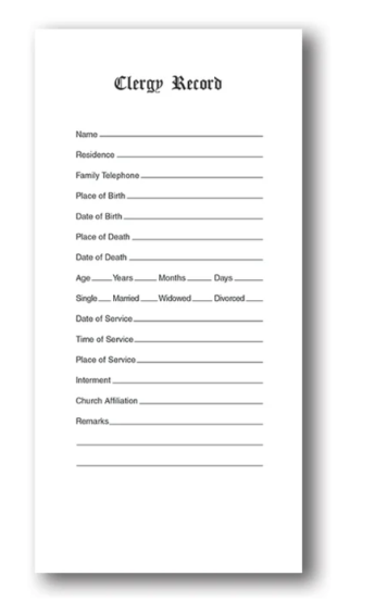 Clergy Record – Empire Funeral Supply